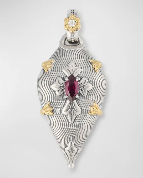 Konstantino Sterling Silver, Rhodolite And Sapphire Pendant