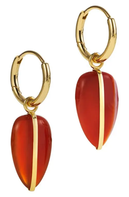 BY PARIAH Pebble Drop Hoop Earrings - Red
