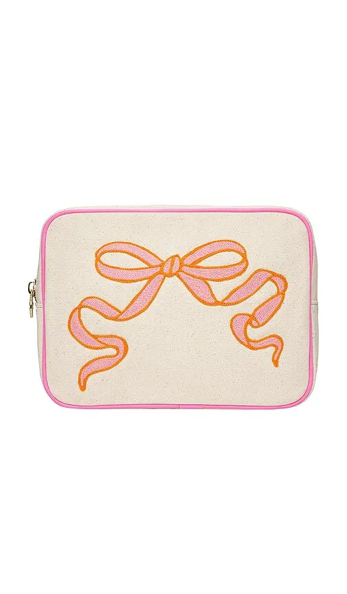 Stoney Clover Lane Hand Embroidered Bow Canvas Large Pouch