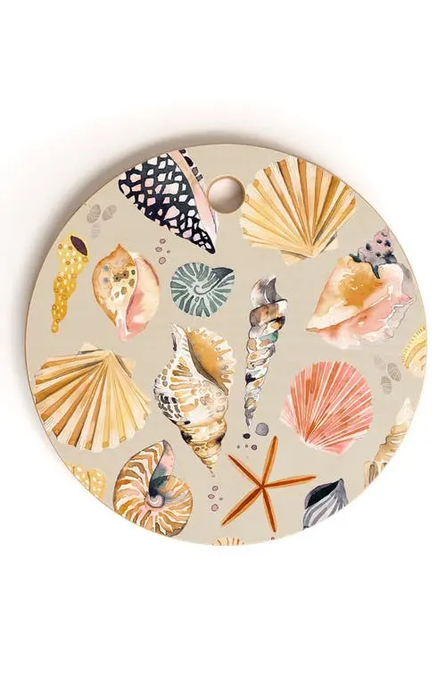 DENY DESIGNS Sea Shells Sand Cutting Board