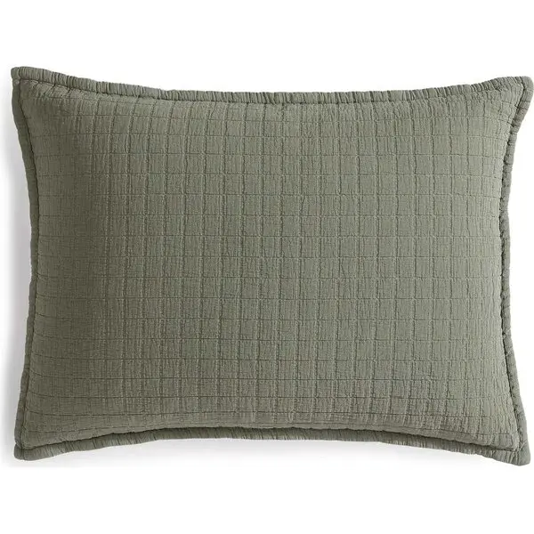 Calvin Klein Essential Washed Jacquard Pillow Sham - Green