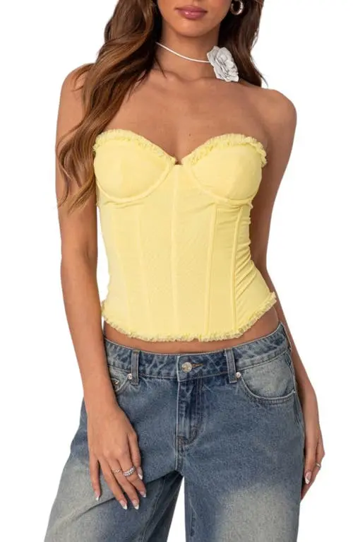 EDIKTED Deirdre Mesh Corset Top - Yellow