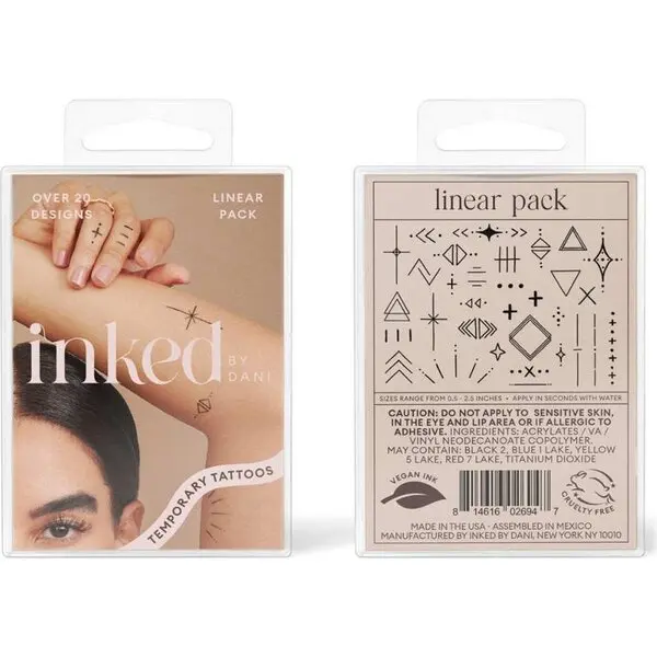 INKED BY DANI Linear Temporary Tattoos - Black