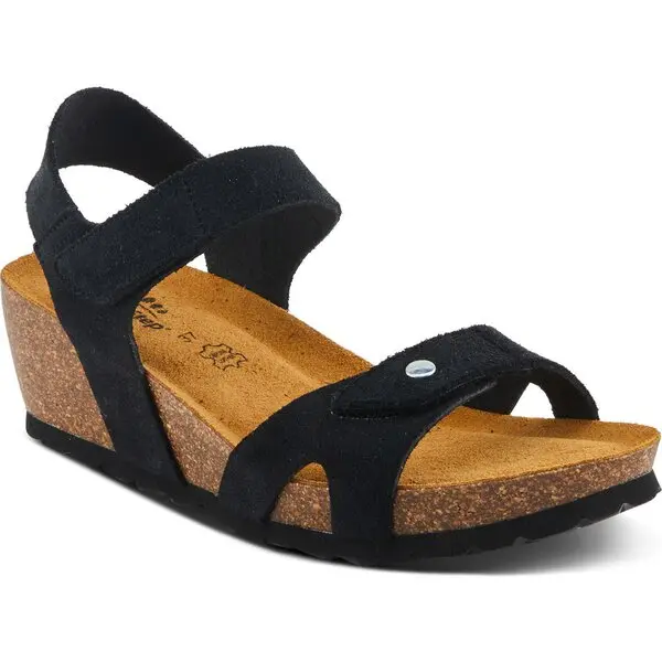 SPRING STEP SHOES Babybell Wedge Sandal - Black Suede