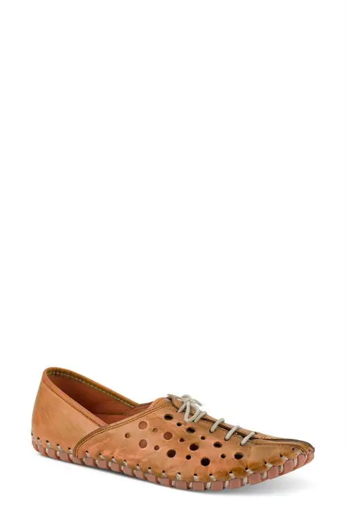 SPRING STEP SHOES Moonwalk Perforated Leather Shoe - Camel
