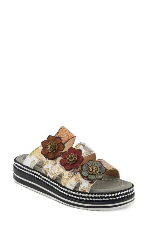 SPRING STEP SHOES Naomi Platform Slide Sandal - Tan Multi