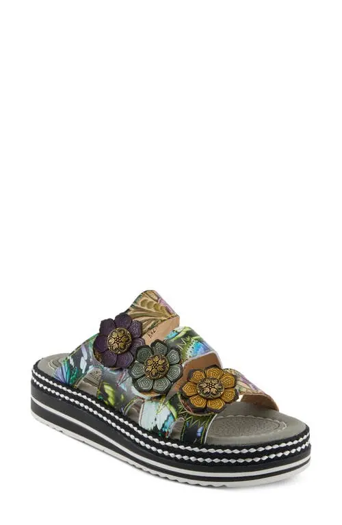 SPRING STEP SHOES Naomi Platform Slide Sandal - Olive Multi