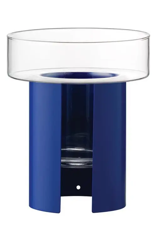 LSA Terrazza Glass & Steel Planter Vase - Blue/clear Glass