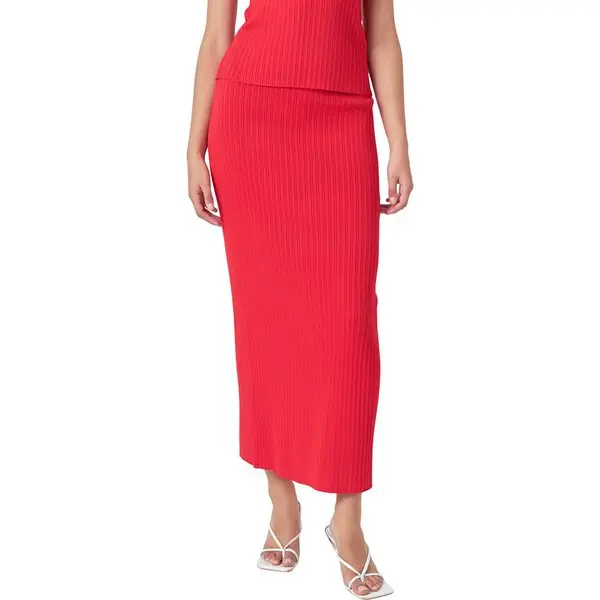 Endless Rose Ribbed Maxi Skirt - Red