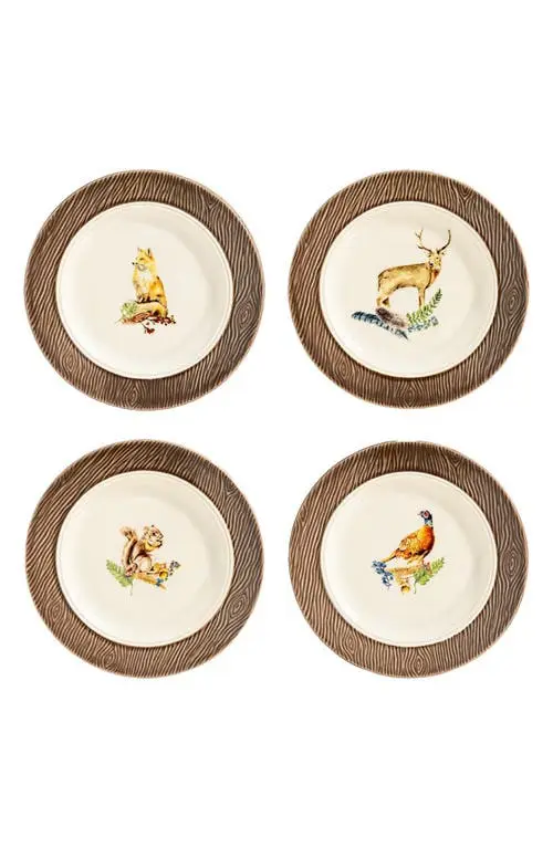 JULISKA Forest Walk Set Of 4 Animal Cocktail Plates