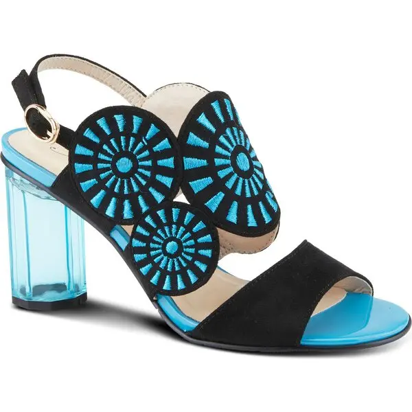 SPRING STEP SHOES Embroidery Slingback Sandal - Black Multi