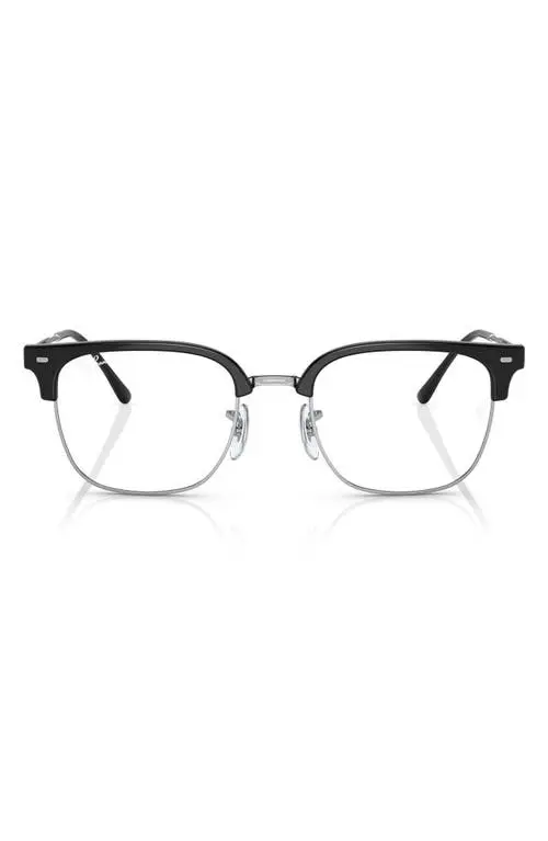Ray-ban Clubmaster 51mm Square Optical Glasses - Black Silver
