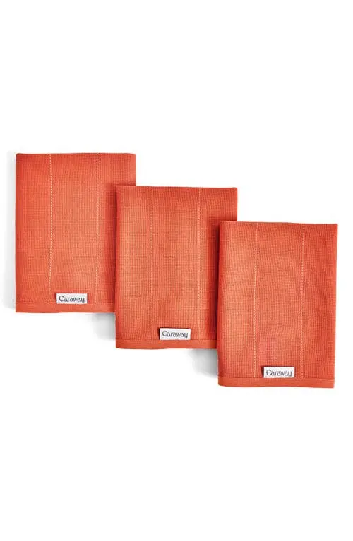 CARAWAY Set Of 3 Cotton Tea Towels - Perracotta