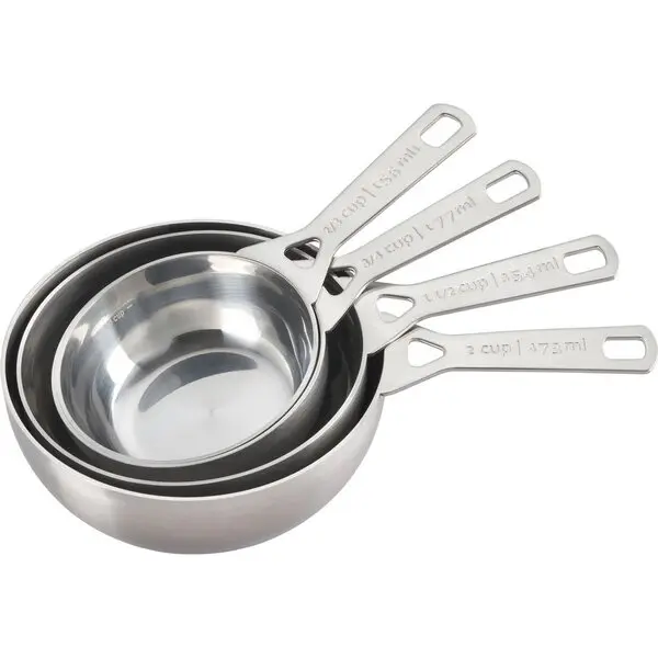 LE CREUSET Set Of 4 Batch Baking Measuring Cups - Silver
