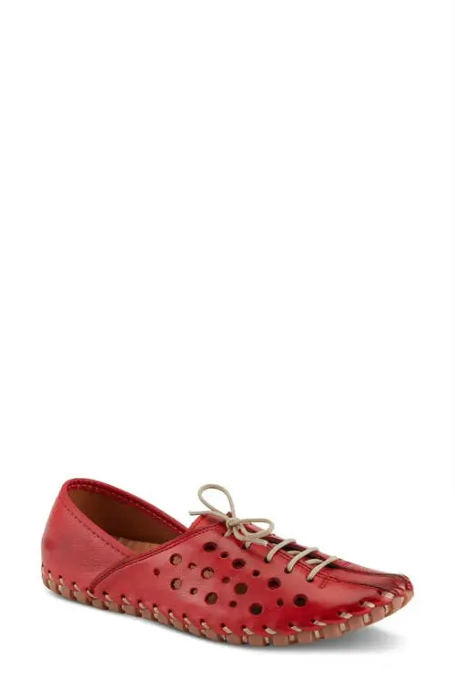 SPRING STEP SHOES Moonwalk Perforated Leather Shoe - Red