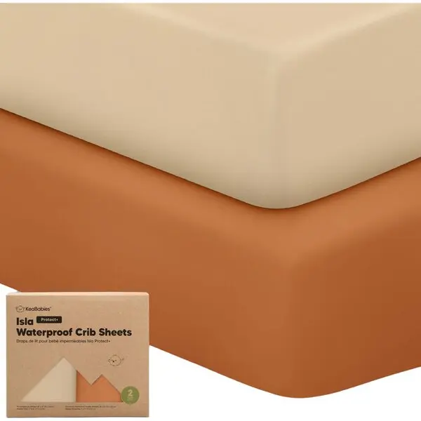 KEABABIES 2-pack Isla Protect+ Waterproof Crib Sheets - Rust