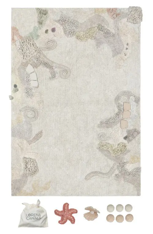 LORENA CANALS Seabed Washable Cotton Rug & Ocean Creature Set