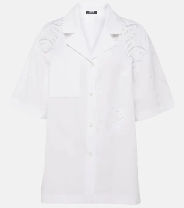 Versace Embroidered Cotton Bowling Shirt