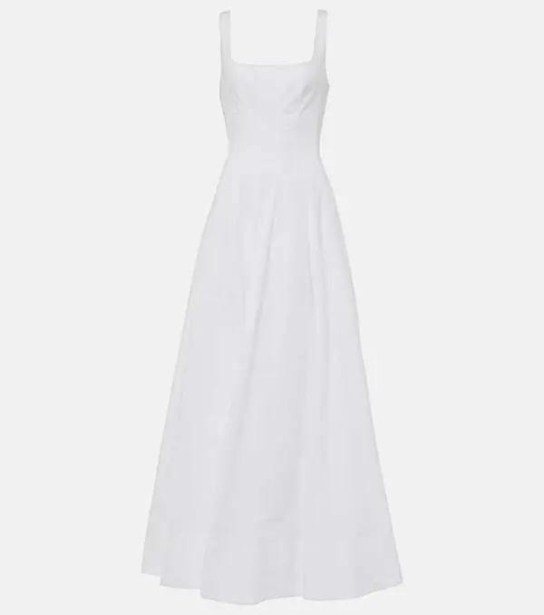 Staud Wells Cotton Poplin Maxi Dress - White