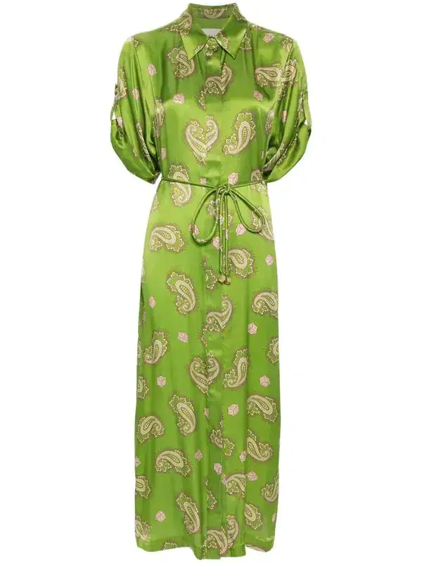 Alemais Dice Silk Shirt Dress In Green - 55% Off | Editorialist