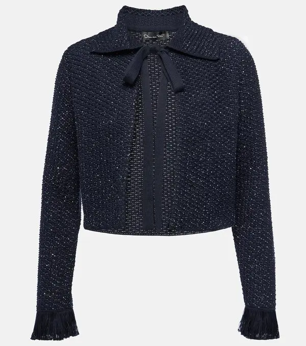 Oscar De La Renta Cotton-blend Tweed Jacket - Blue