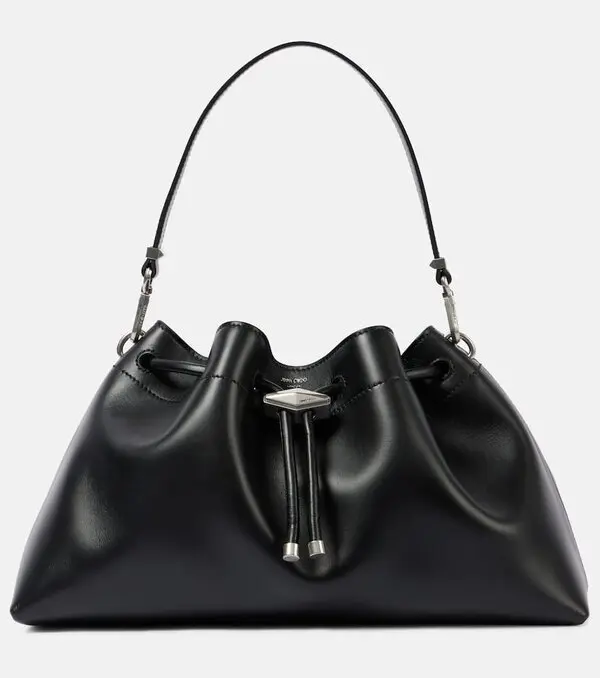 JIMMY CHOO Cinch Leather Shoulder Bag - Black