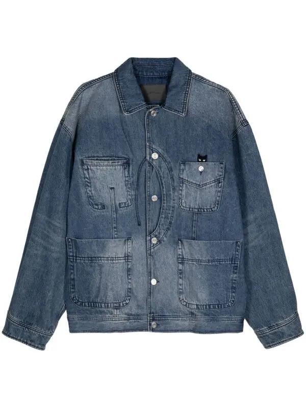 SONGZIO Panther Crescent Denim Jacket - Blue