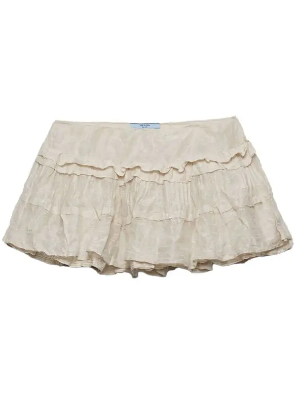 Prada Crinkled Ruffled Miniskirt