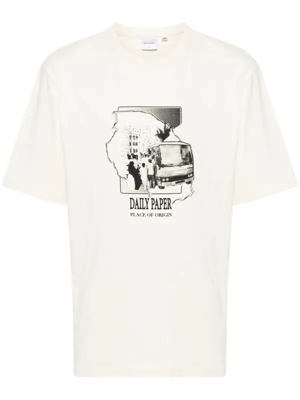DAILY PAPER Place Of Origin Cotton T-shirt - Neutrals