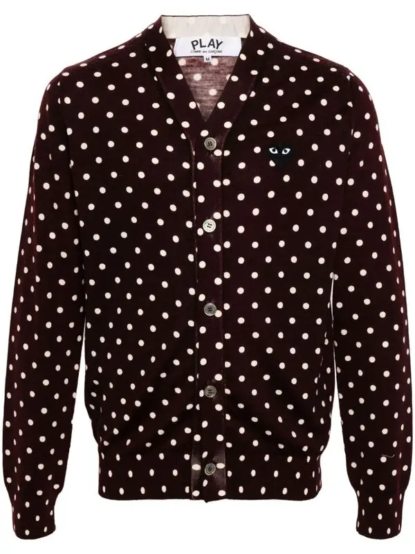 Play Comme Des Garcon Polka-dot Wool Cardigan - Red