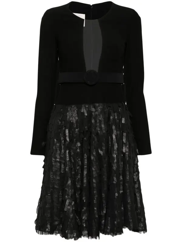 GEMY MAALOUF Belted Fringed Midi Dress