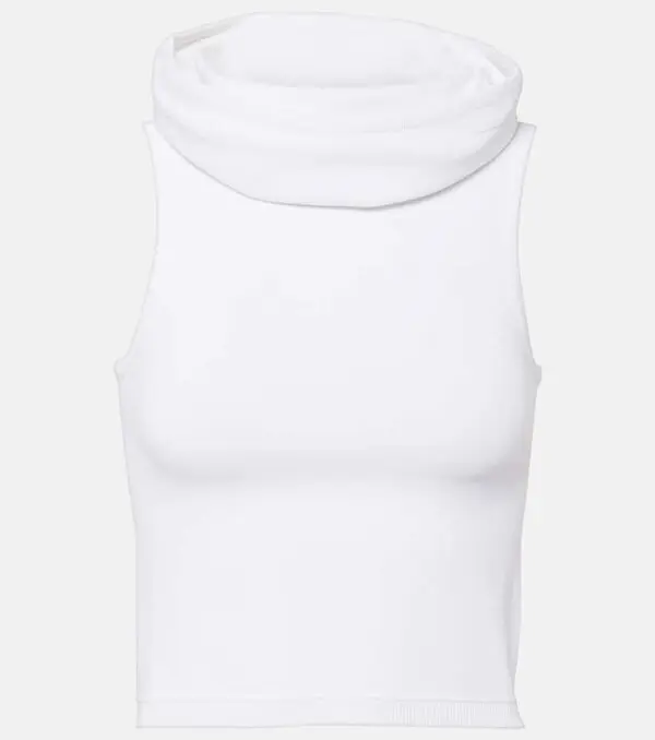 Alaïa Hooded Crop Top - White