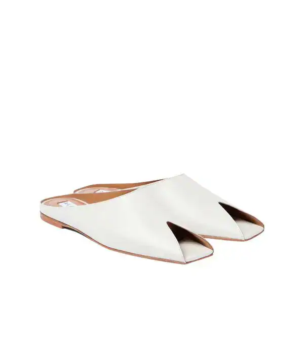AlaïA Leather Peep-Toe Mules - White | Editorialist