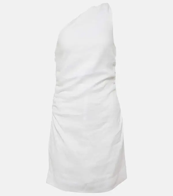 Faithfull The Brand Marga Gathered Linen Minidress - White