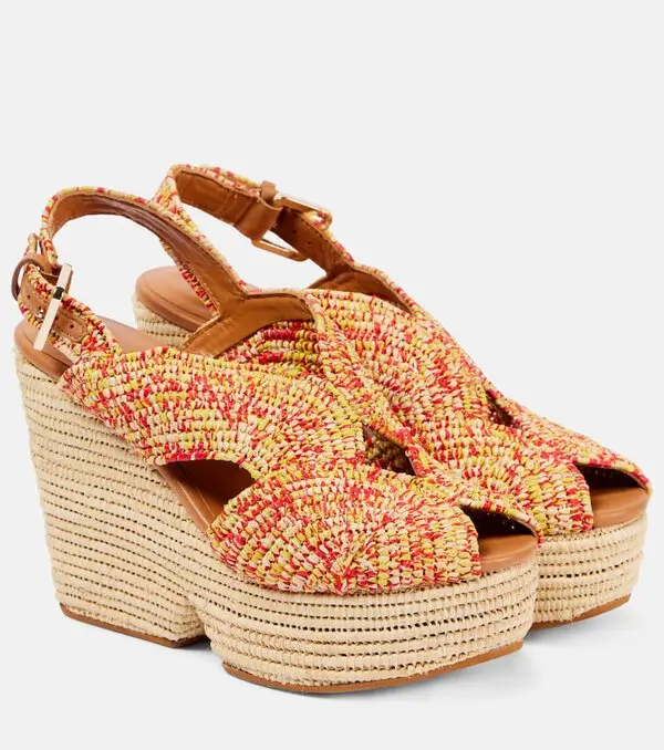 Clergerie Dolce Raffia Platform Sandals - Multicoloured