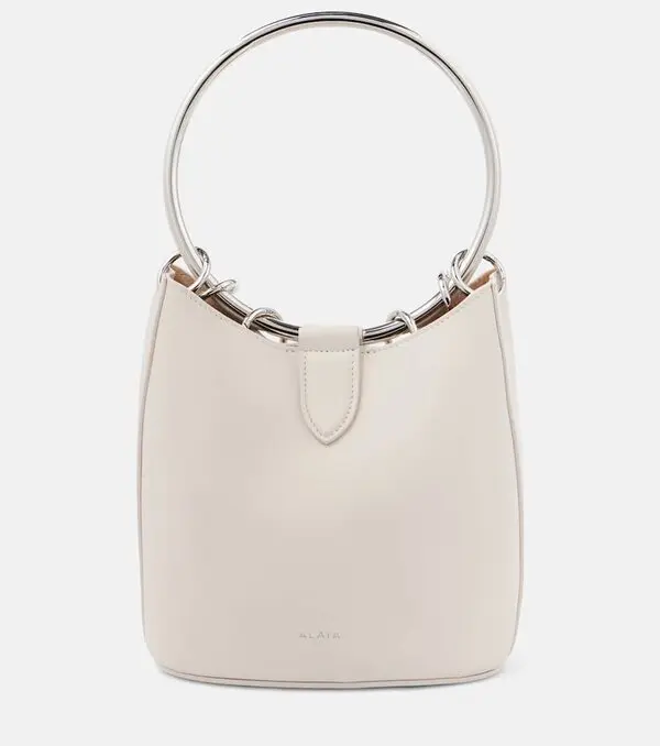 Alaïa Ring Medium Leather Bucket Bag - White
