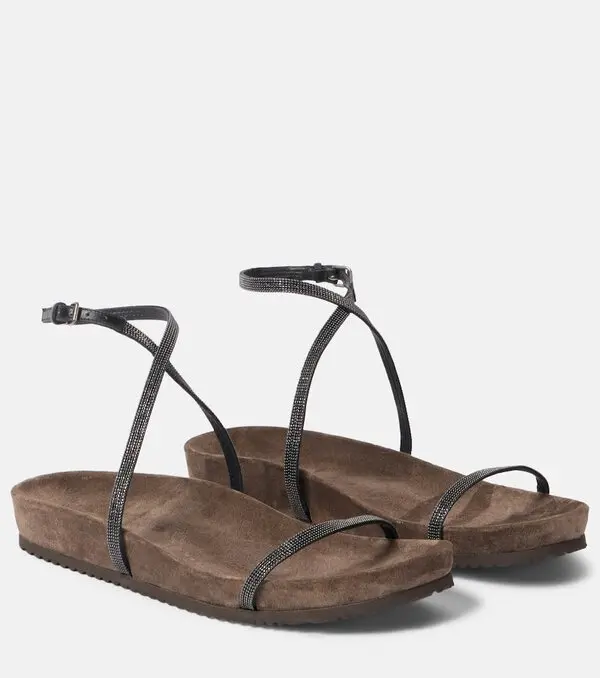 Brunello Cucinelli Monili Leather Sandals
