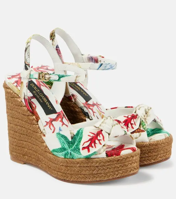 Dolce & Gabbana Capri Cava Printed Espadrille Wedges - Multicoloured