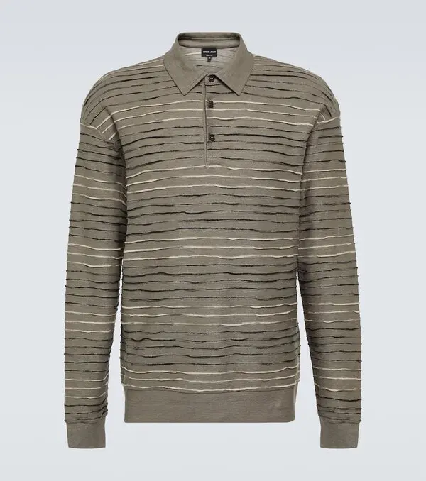 Giorgio Armani Intarsia Linen-blend Polo Sweater