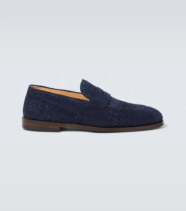 Brunello Cucinelli Woven Suede Loafers