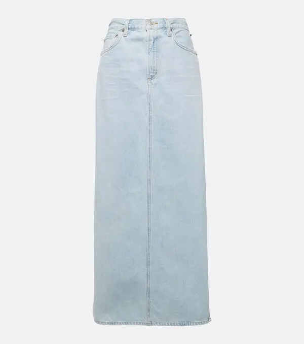 AGOLDE Astrid Slice Denim Maxi Skirt - Blue