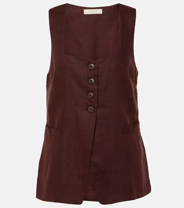 Faithfull The Brand Maya Linen Vest - Brown
