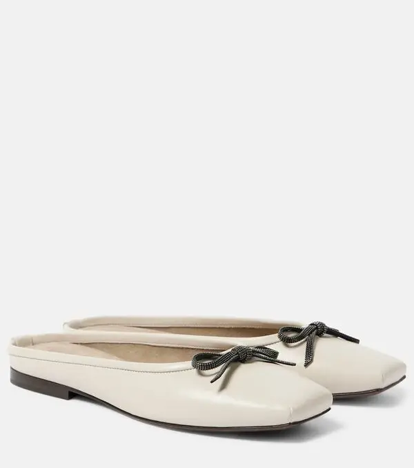 Brunello Cucinelli Monili Leather Mules