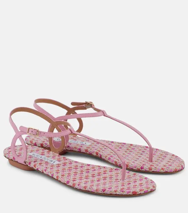 AQUAZZURA Almost Bare Leather Thong Sandals - Pink