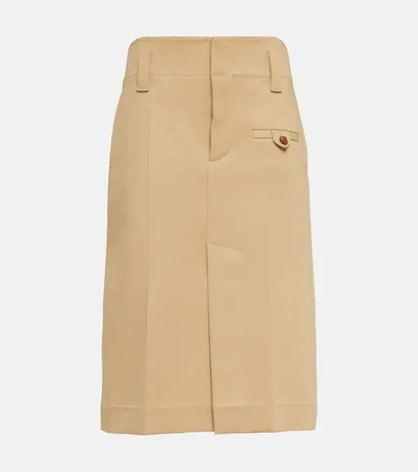 Bottega Veneta Cotton Canvas Pencil Skirt - Beige