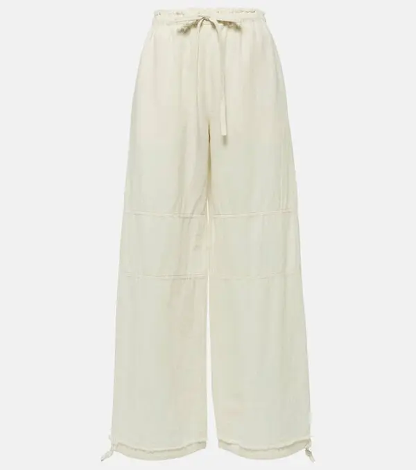 Acne Studios Mid-Rise Cotton And Linen Wide-Leg Pants In White