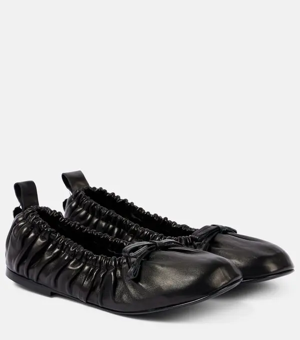 Acne Studios Bow-detail Leather Ballerinas