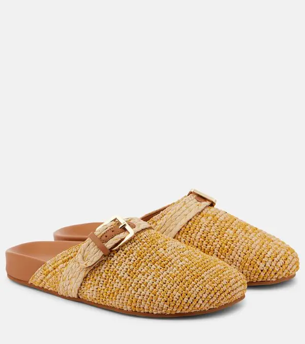 Clergerie Quinta Raffia Mules - Beige