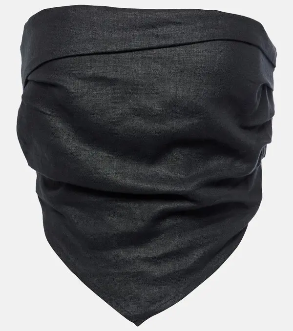 Faithfull The Brand Antibes Strapless Linen Crop Top - Black