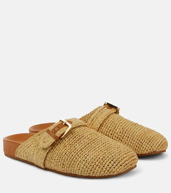 Clergerie Quinta Raffia Mules - Beige